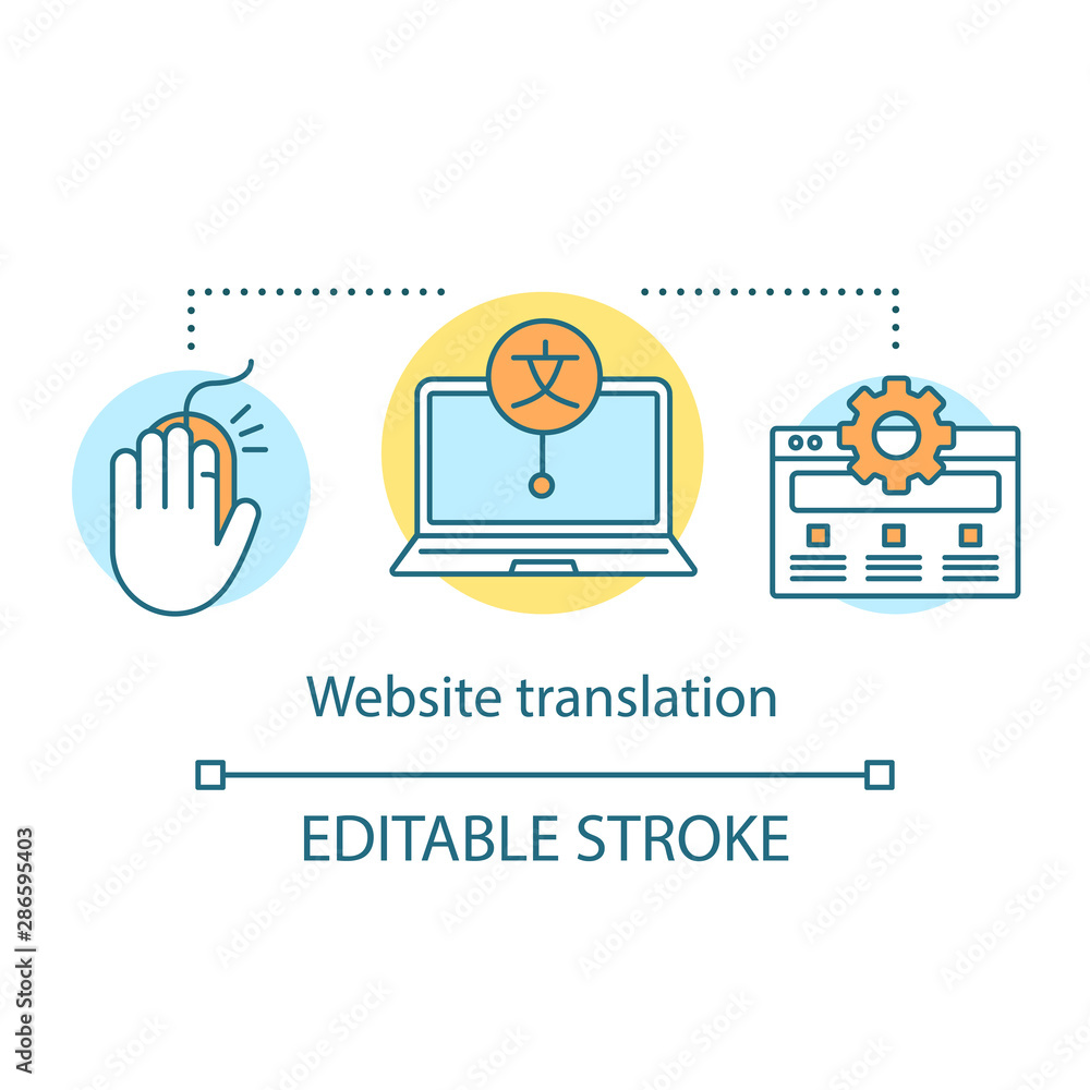 Translation services concept icon. Website translation idea thin line ...