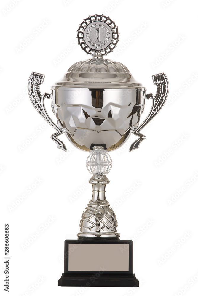 Beautiful metal , gold, silver, bronze cup for the first, second, third ...