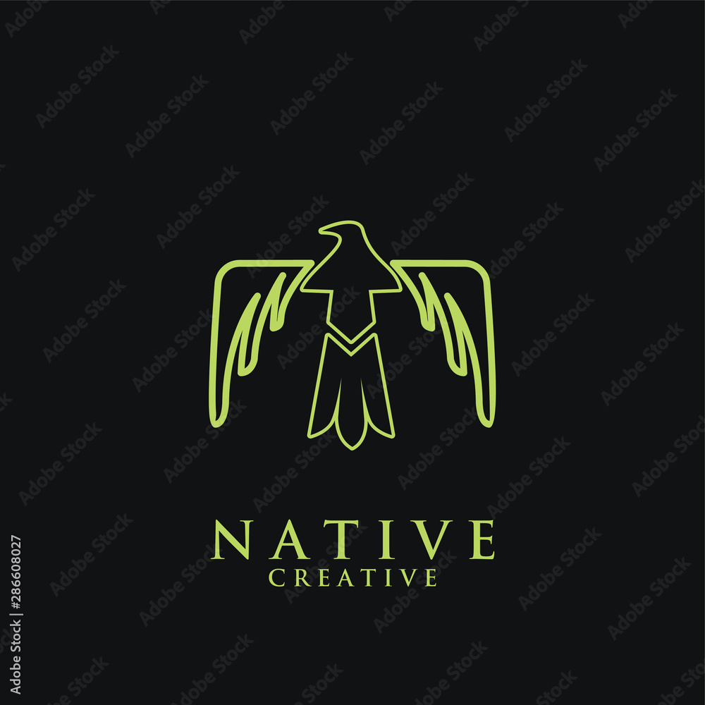 native tunderbird indian logo icon designs vector illustration template ...