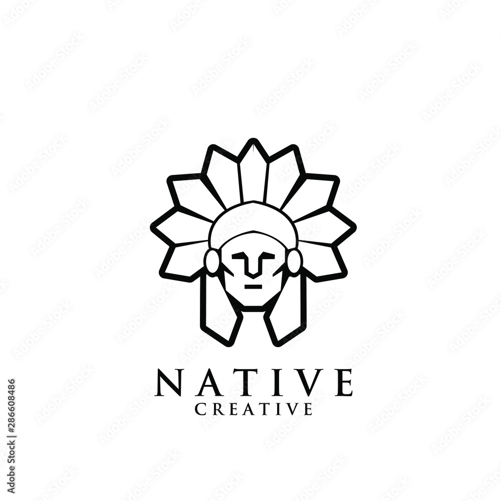 Vetor de native apache indian logo icon designs vector illustration ...