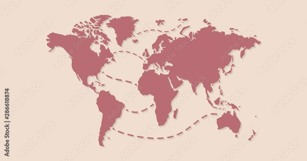 Flat world map exchange animation. 4K motion graphics element. Stock ...