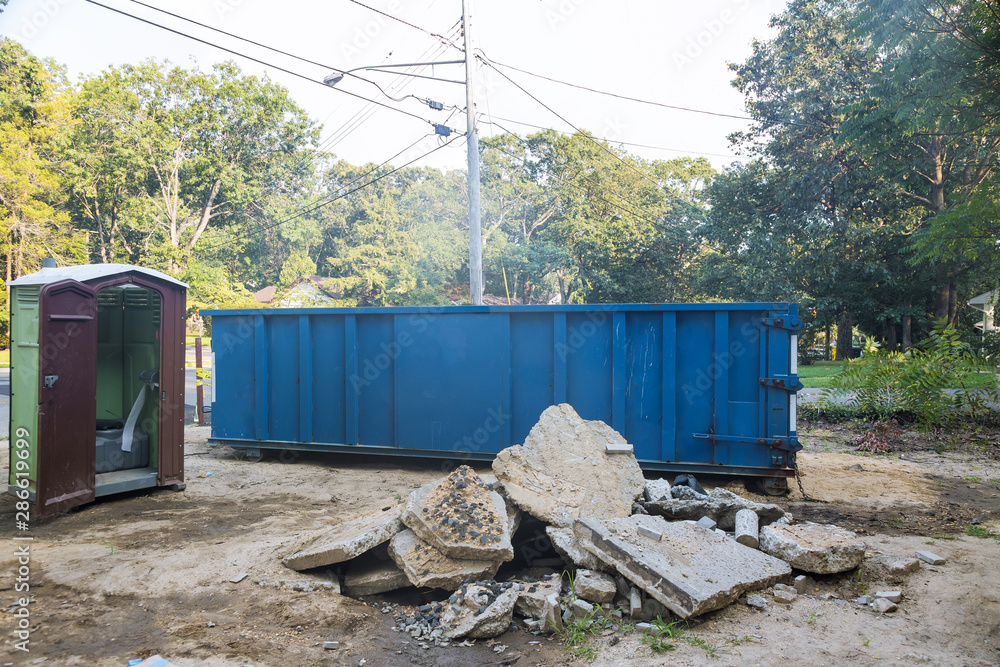 Removal of debris construction waste building demolition with rock and ...