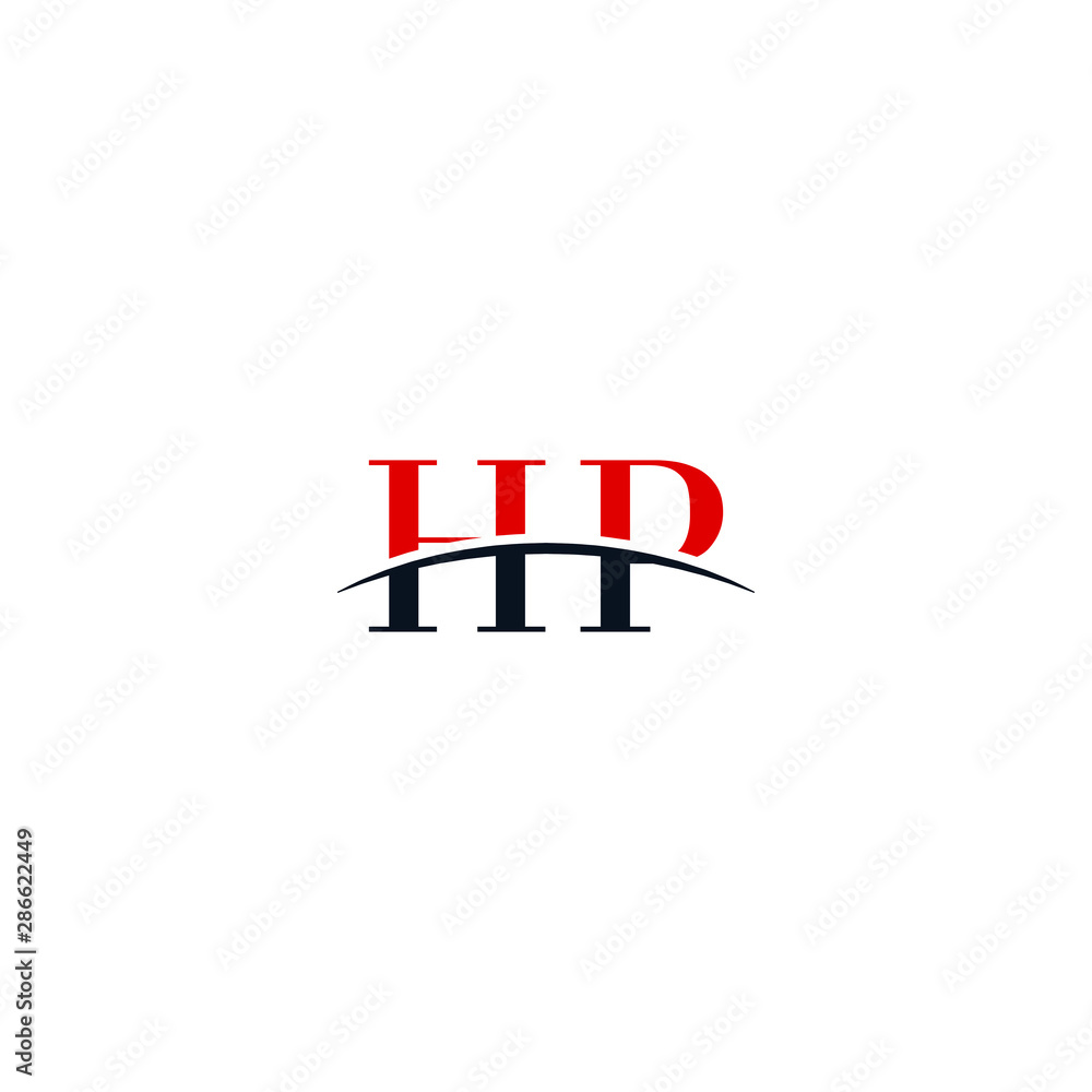 Initial letter HP, overlapping movement swoosh horizon logo company ...