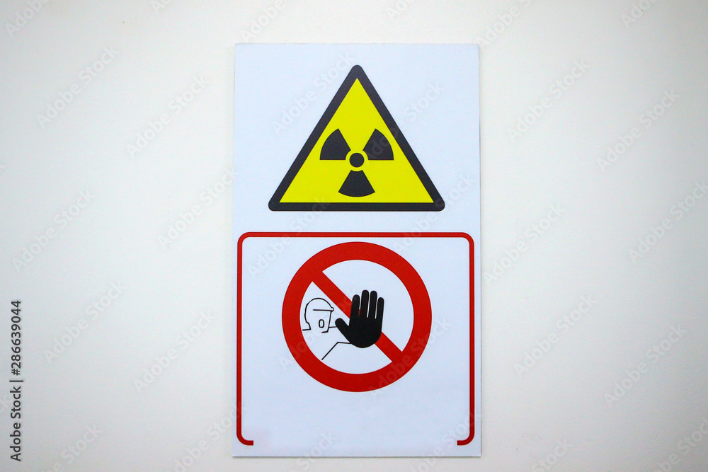 Details with the international radiation symbol (also known as the ...