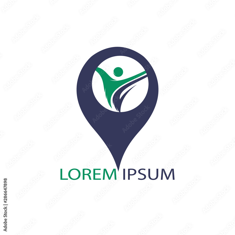 People and map pointer logo design. People and gps locator symbol or ...