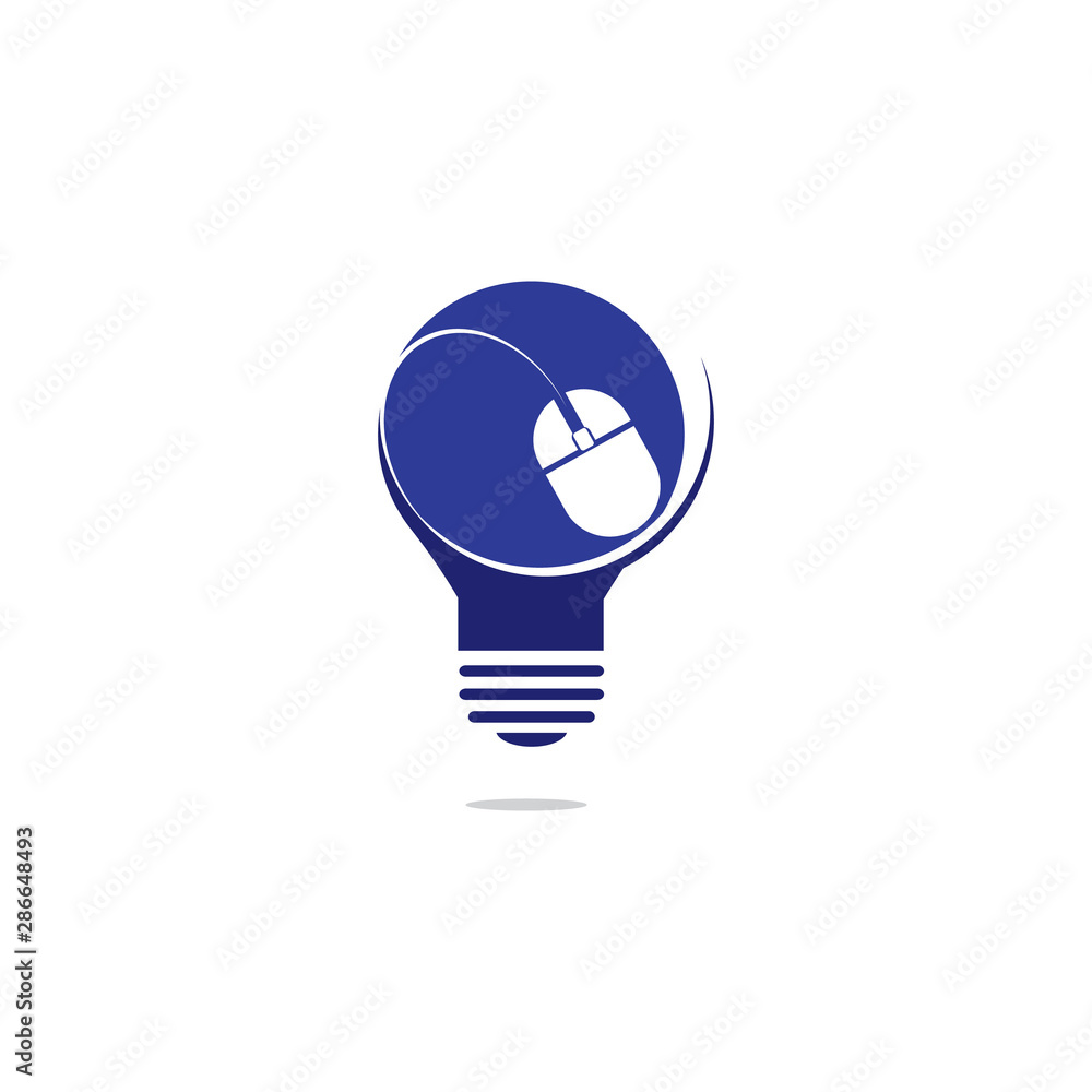 Computer mouse and bulb lamp logo design. Online idea logo design ...