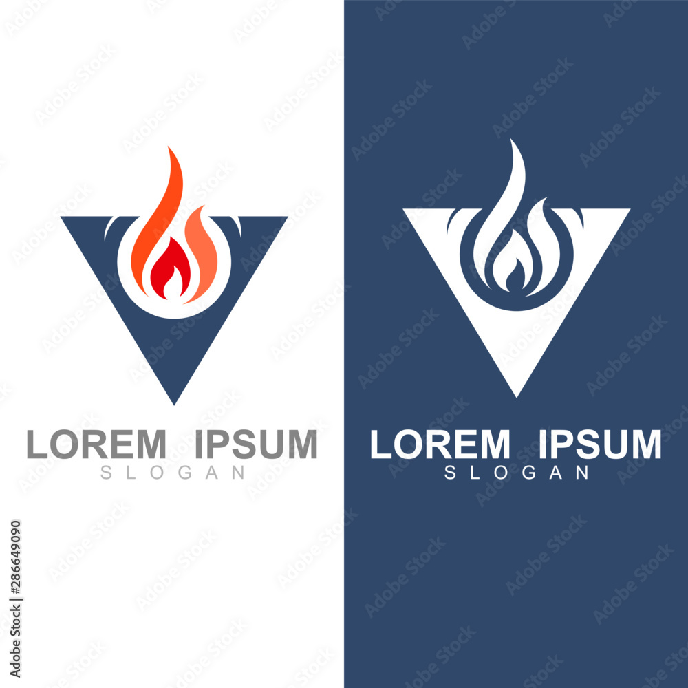 V logo, Initial letter v fire flames rounded creative logo, fire logo ...