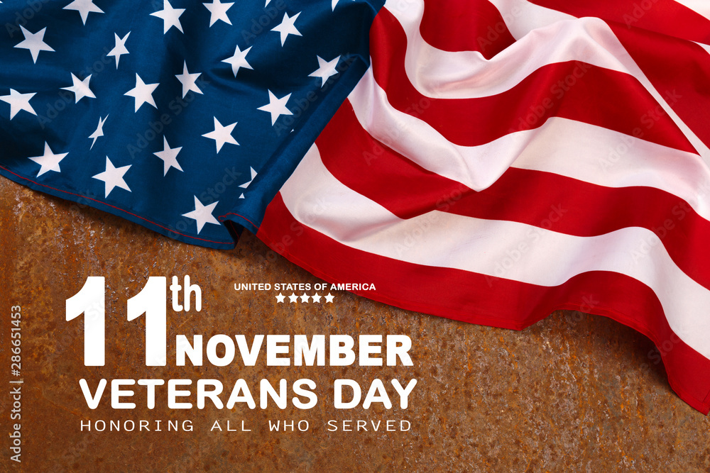 Happy Veterans Day with American flag . Stock Photo | Adobe Stock
