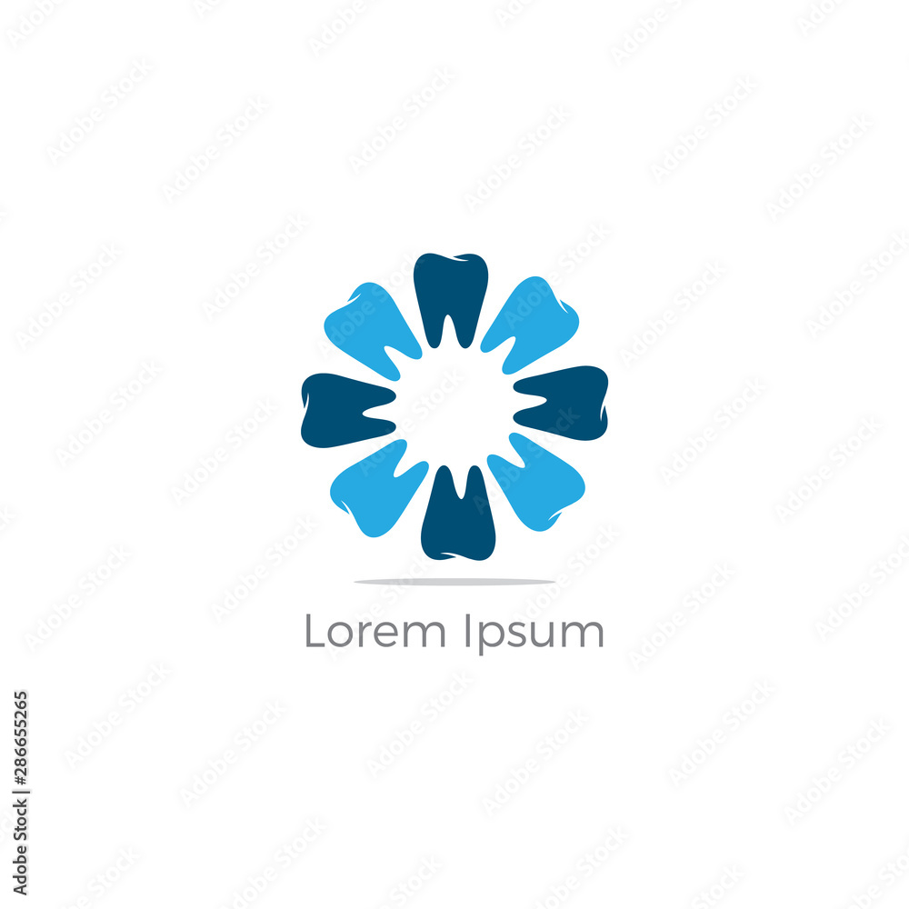 Dental care logo design. Tooth flower vector illustration. Teeth safety ...