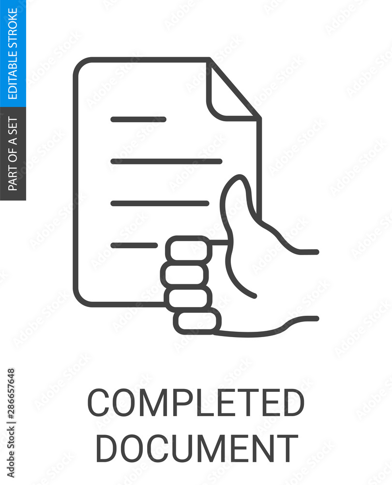 Completed document icon in flat outline style. Stock Vector | Adobe Stock