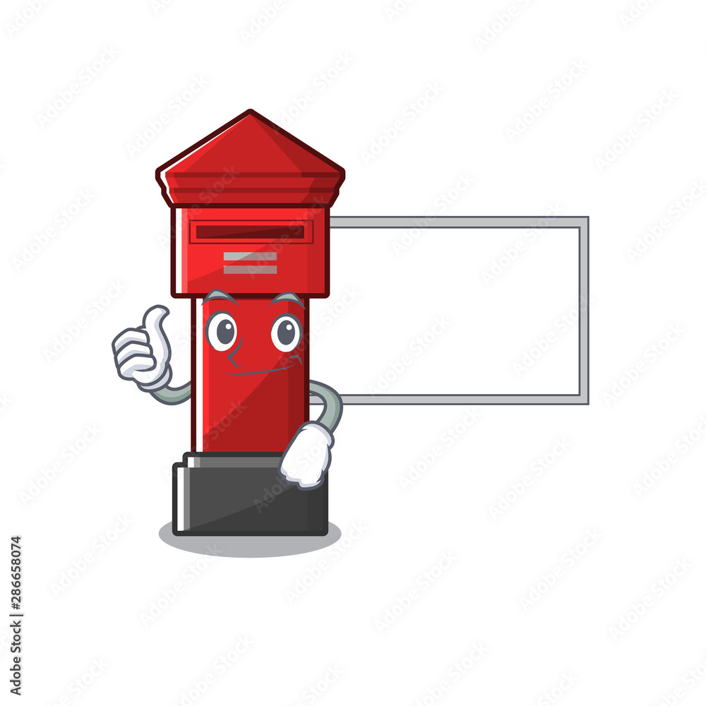 Thumbs up with board pillar box isolated with the cartoon Stock Vector ...