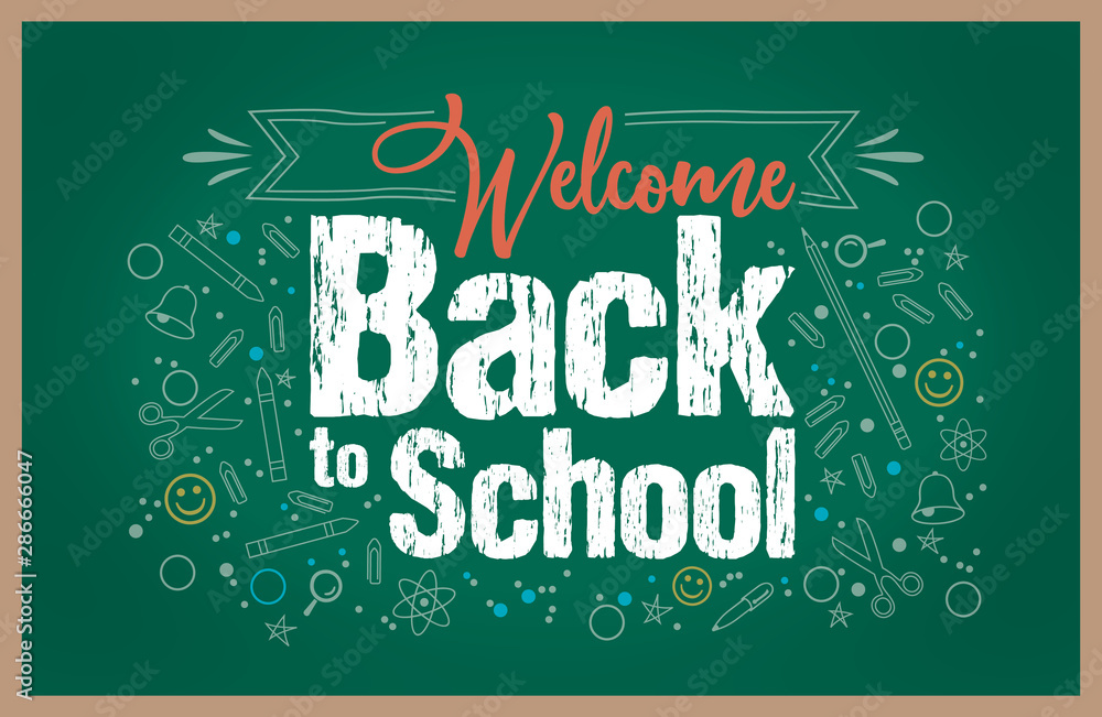 Back to school poster green background Stock Illustration | Adobe Stock