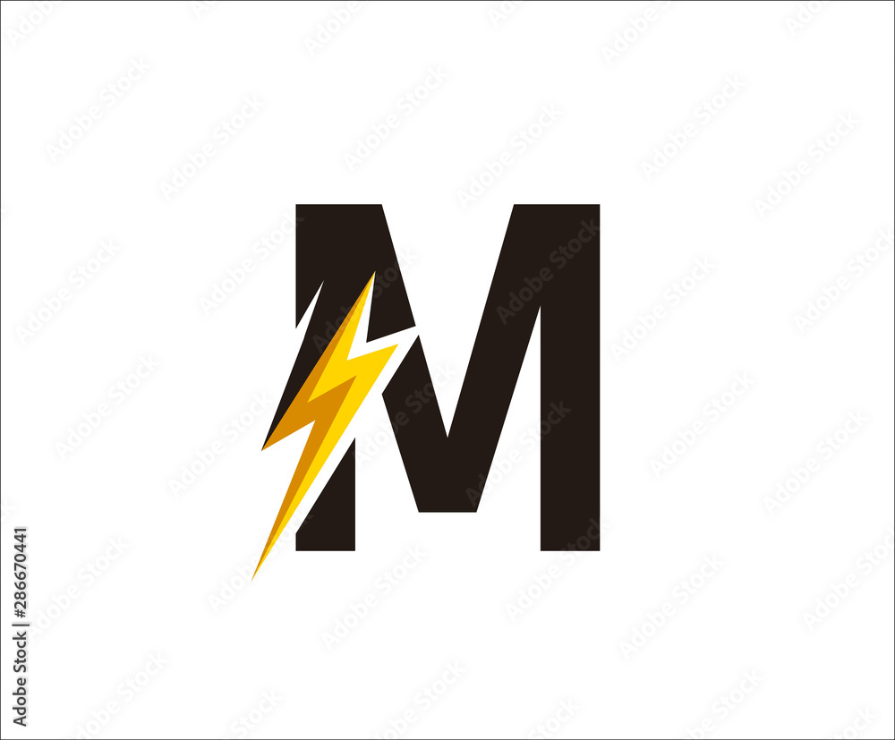 Thunder M Letter icon, flash M logo icon Stock Vector | Adobe Stock