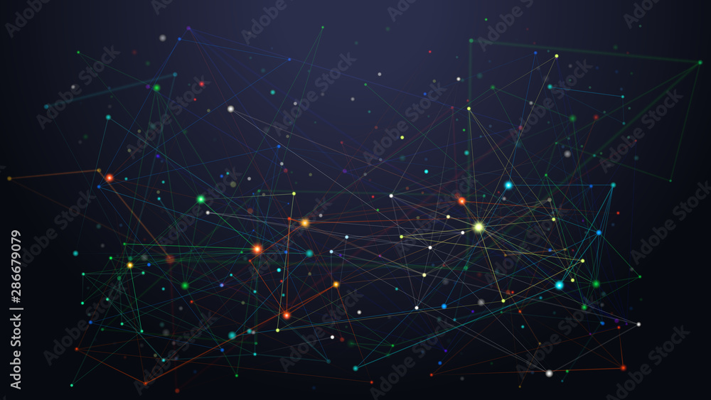 Abstract dark low poly art illustration. 3d polygonal cybernetic ...
