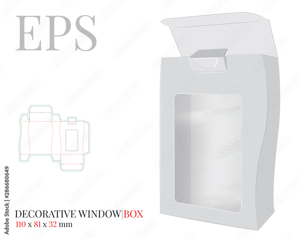 Decorative Box with window Template. Vector with die cut / laser cut ...