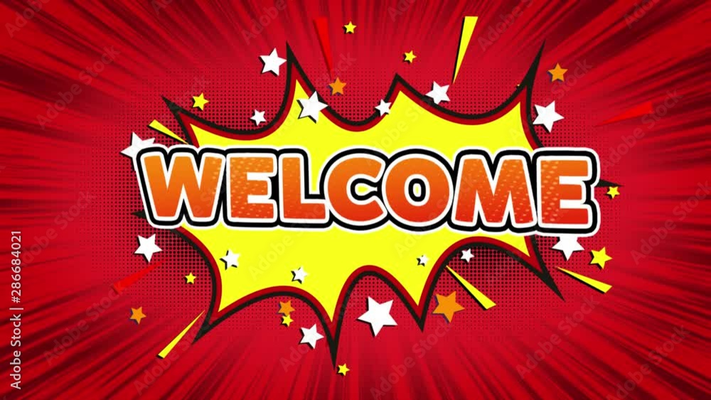 Welcome Text Pop Art Style Expression. Retro Comic Bubble Expression ...