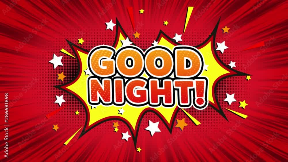 Good Night! Text Pop Art Style Expression. Retro Comic Bubble ...