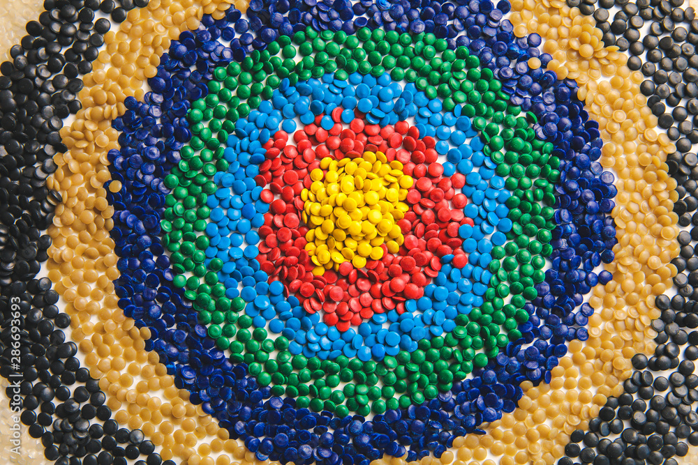 Industrial colorful Polymeric dye. Plastic pellets. Colorant for ...