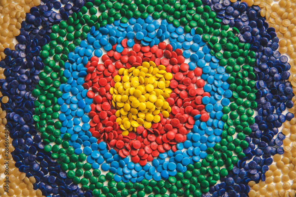 Industrial colorful Polymeric dye. Plastic pellets. Colorant for ...