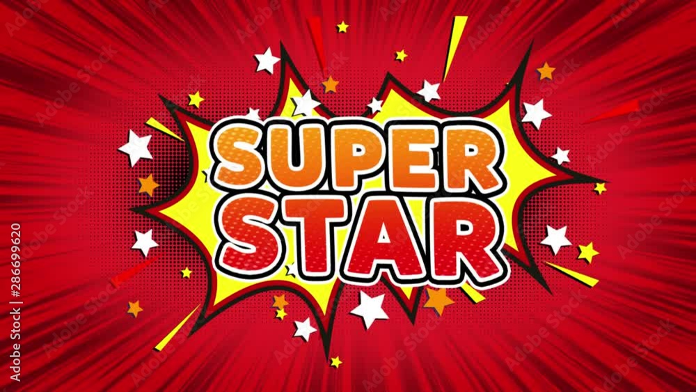 Super Star Text Pop Art Style Expression. Retro Comic Bubble Expression ...