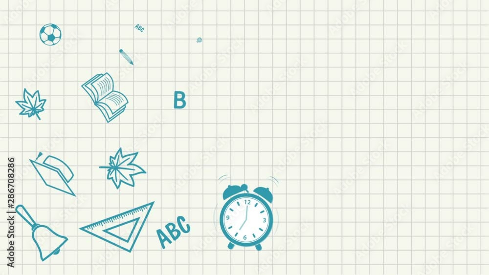 Back to School Animation on the white background with book, globe ...