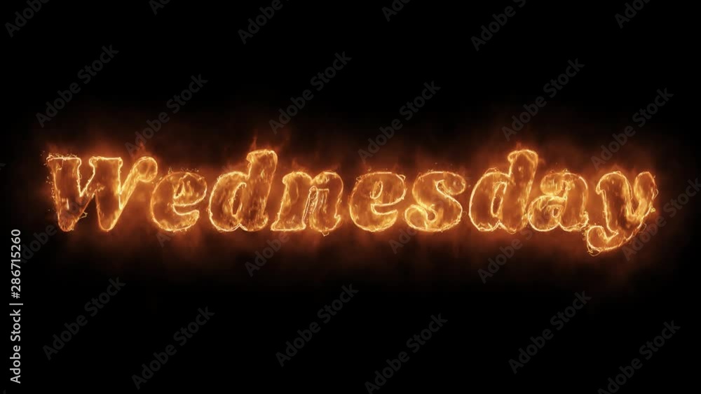 Wednesday Word Hot Animated Burning Realistic Fire Flame and Smoke ...