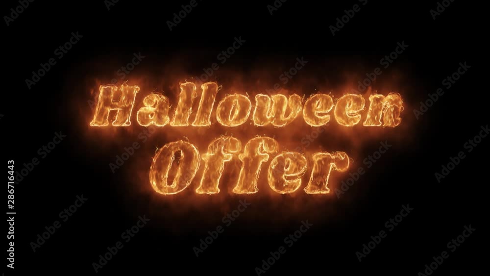 Halloween Sale Word Hot Animated Burning Realistic Fire Flame and Smoke ...