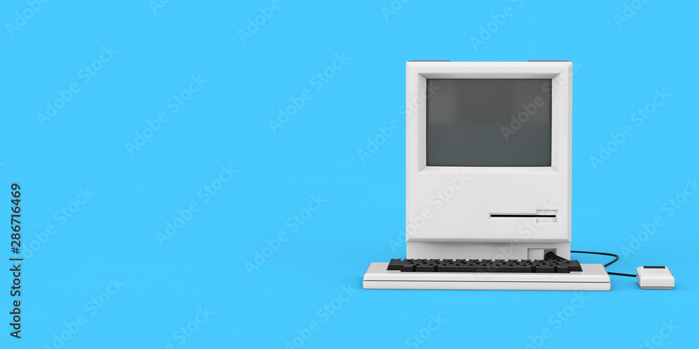 Retro Personal Computer. The System Unit, Monitor, Keyboard and Mouse. 3d Rendering Stock ...