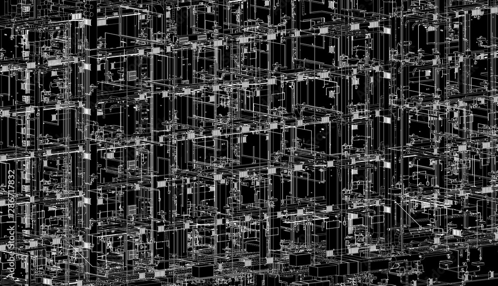 Digital pattern with BIM model conceptual visualization of the ...