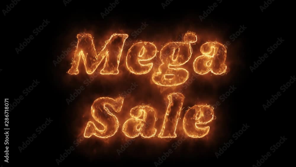 Mega Sale Word Hot Animated Burning Realistic Fire Flame and Smoke ...