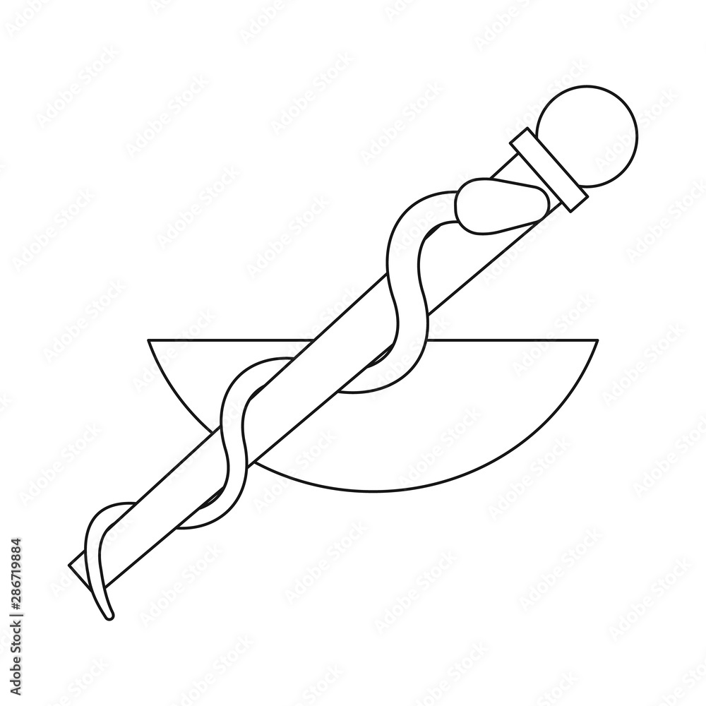 Vector illustration of rod and snake logo. Set of rod and asklepios ...