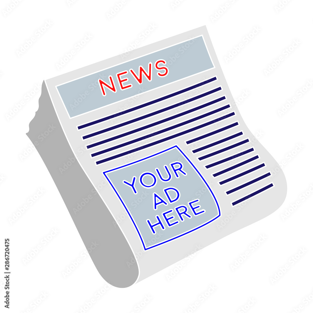 Classified ads in newspaper icon in colour style isolated on white ...