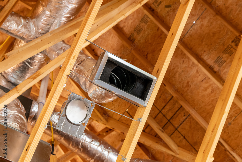 New air conditioner vents in new home construction Stock Photo | Adobe ...