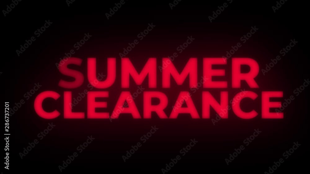 Summer Clearance Text Blinking Flickering Neon Red Sign Loop Background ...