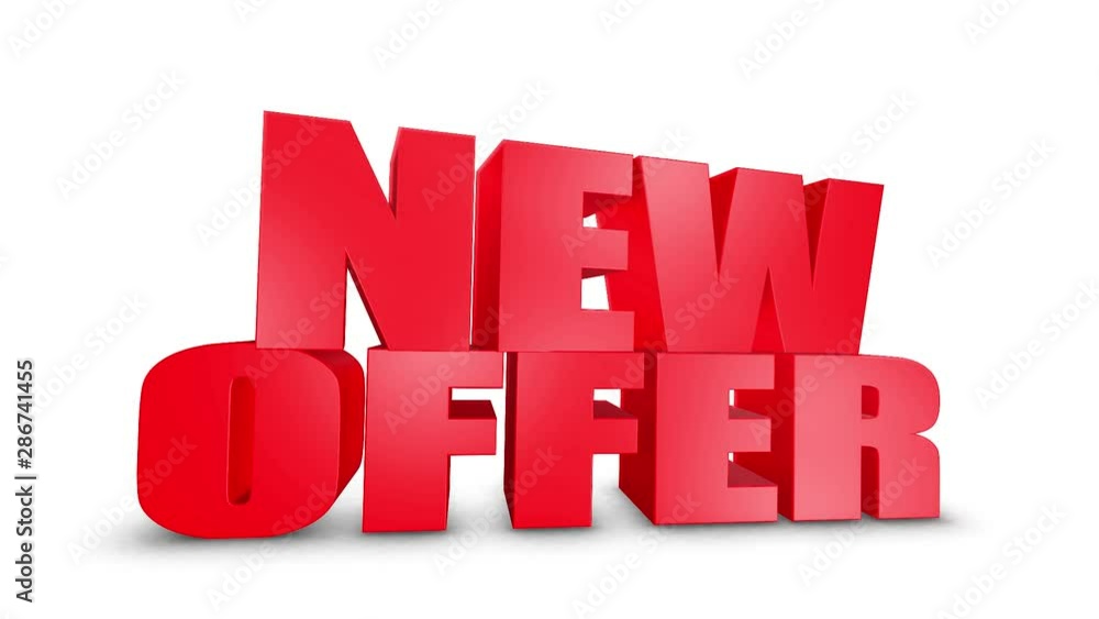 New Offer 3D Text on White Alpha Channel Green Screen. Advertising ...