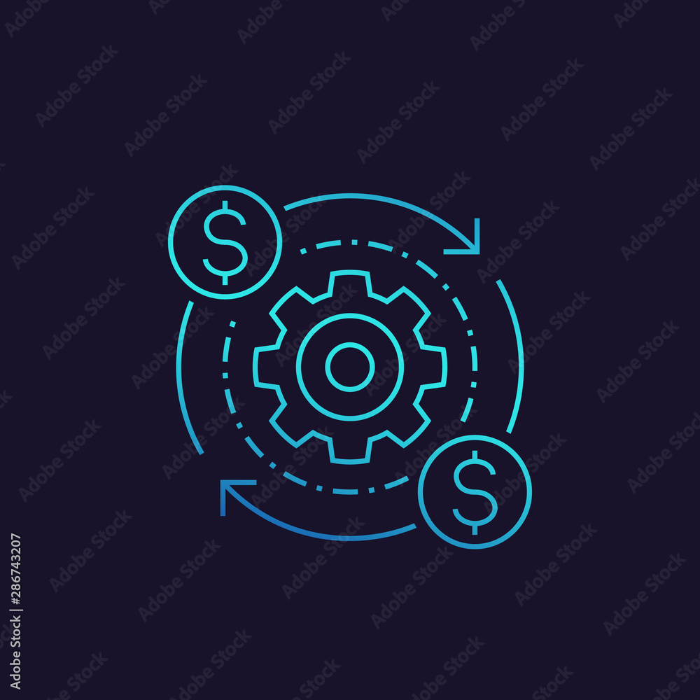 costs optimization, production efficiency, linear icon Stock Vector ...