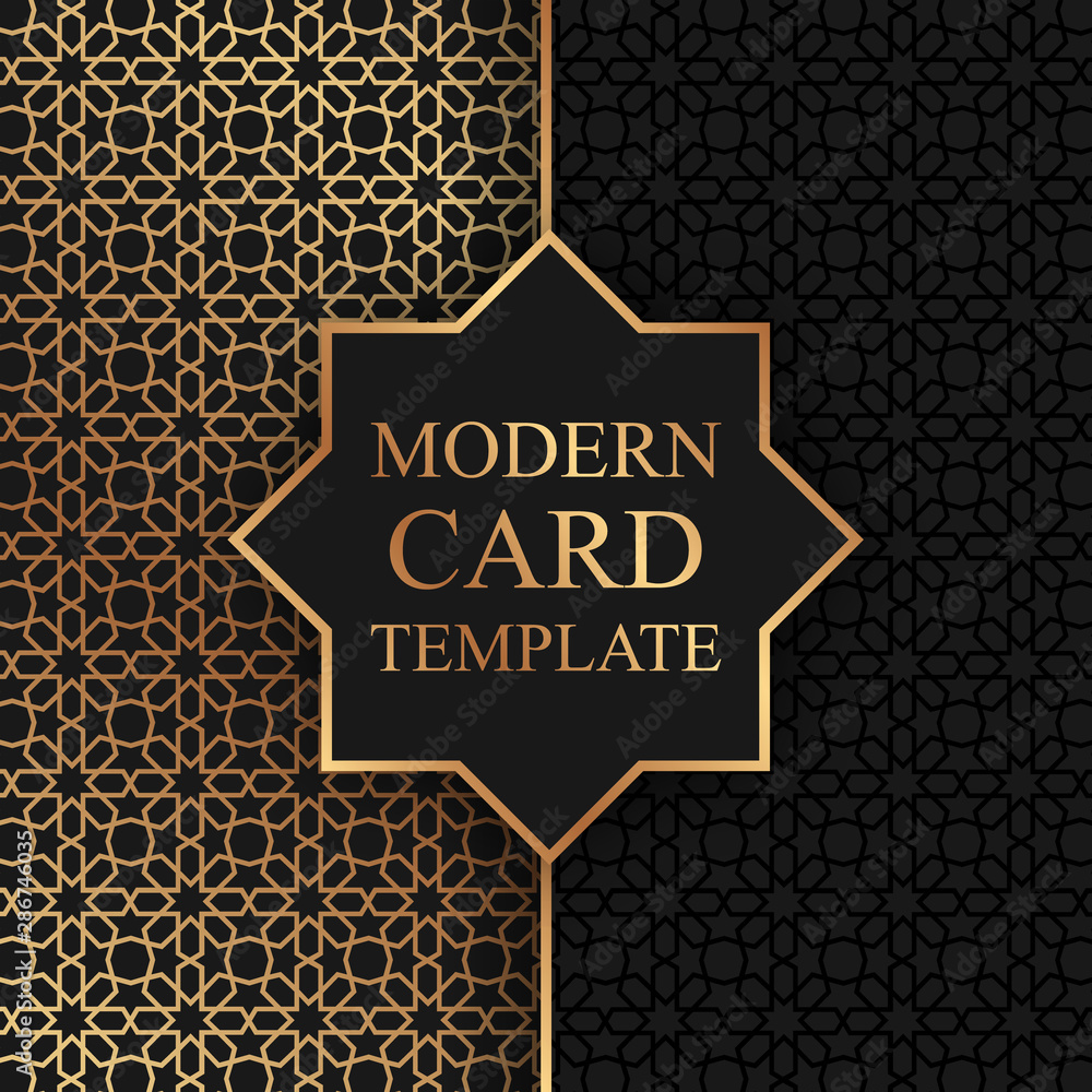 Modern luxury arabic card template for business or poster or cover with ...