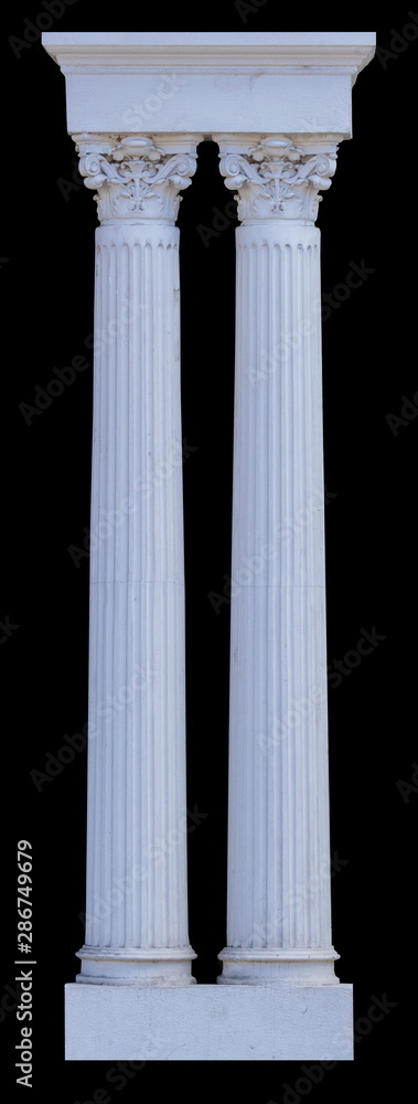 Elements of architectural decorations of buildings, columns and tops ...