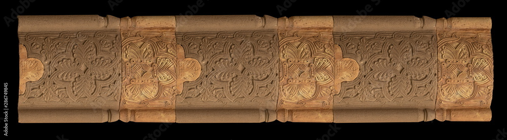 Elements of architectural decorations of buildings, columns and tops ...