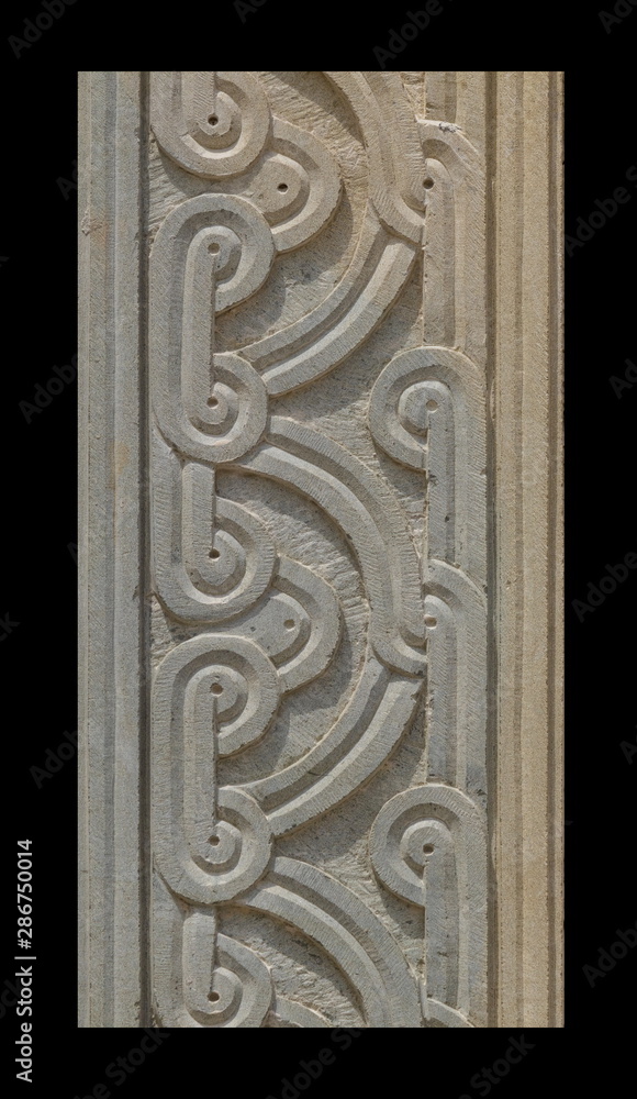 Elements of architectural decorations of buildings, columns and tops ...