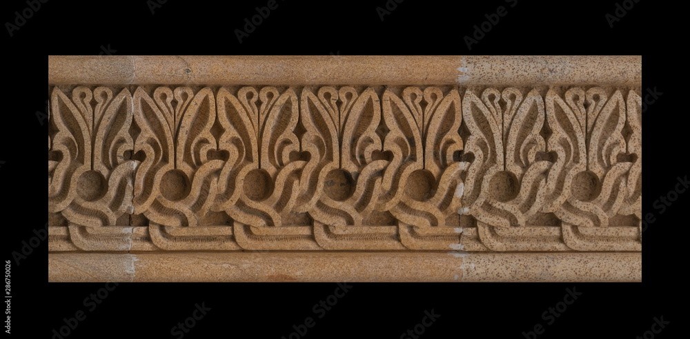 Elements of architectural decorations of buildings, columns and tops ...