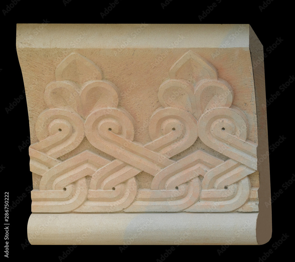 Elements of architectural decorations of buildings, columns and tops ...