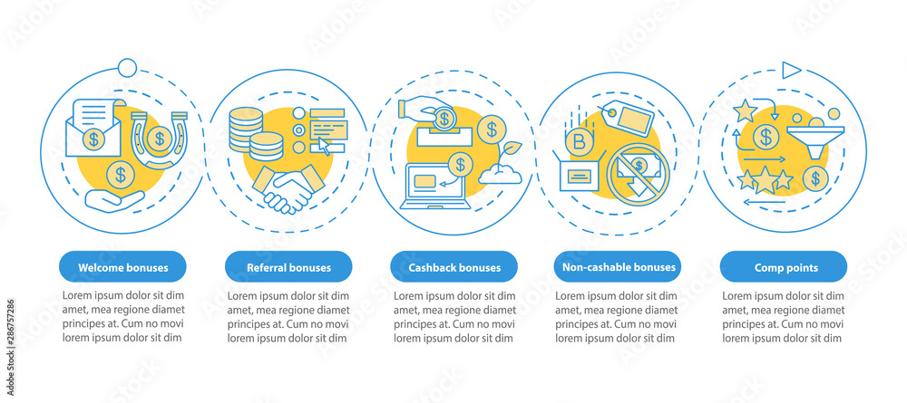 Casino bonuses vector infographic template. Business presentation ...