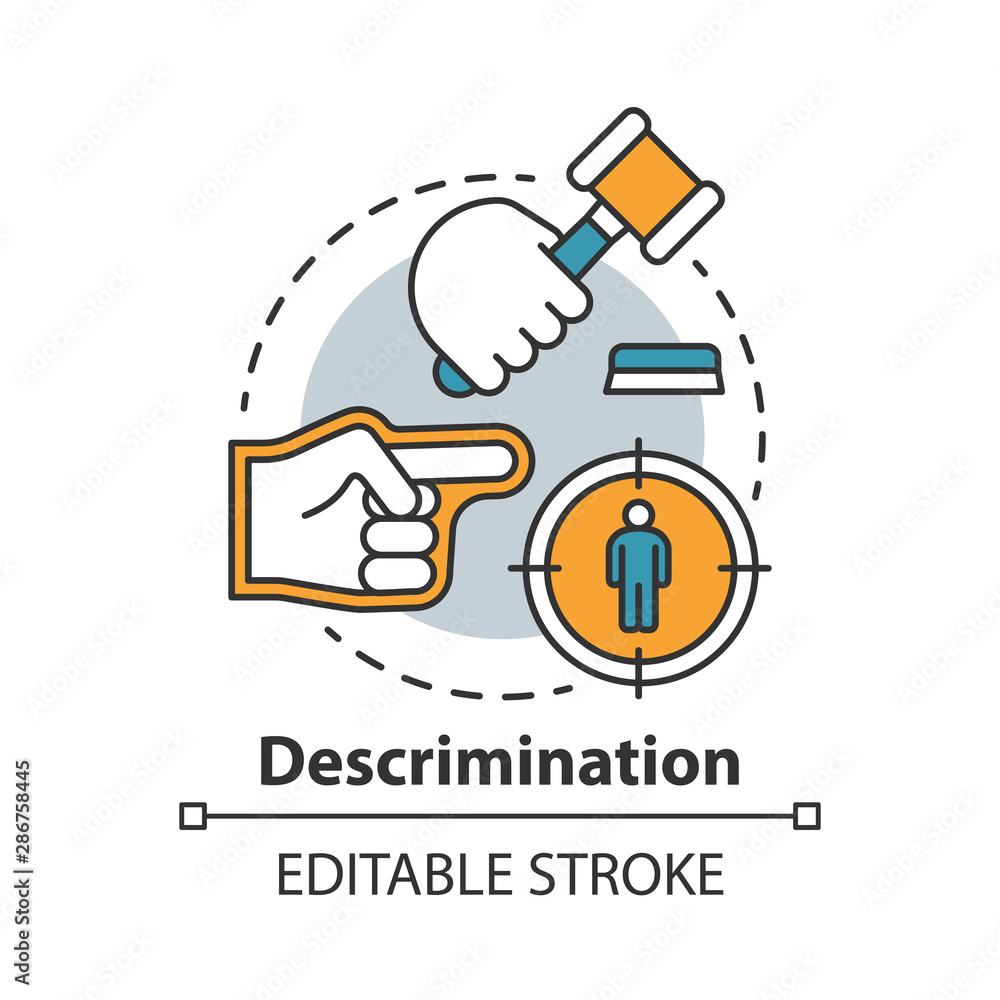 Prejudice & discrimination concept icon. Zero tolerance policy idea ...