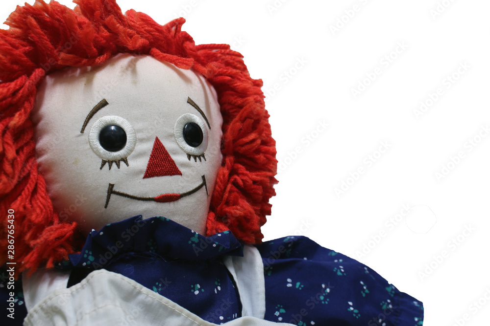 Old Time Rag Doll on white background, Ghost mystic doll. Scary horror ...