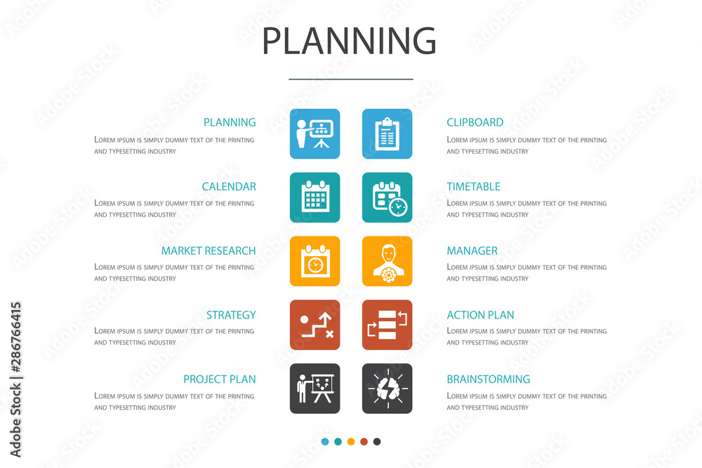 planning Infographic 10 option concept.calendar, schedule, timetable ...