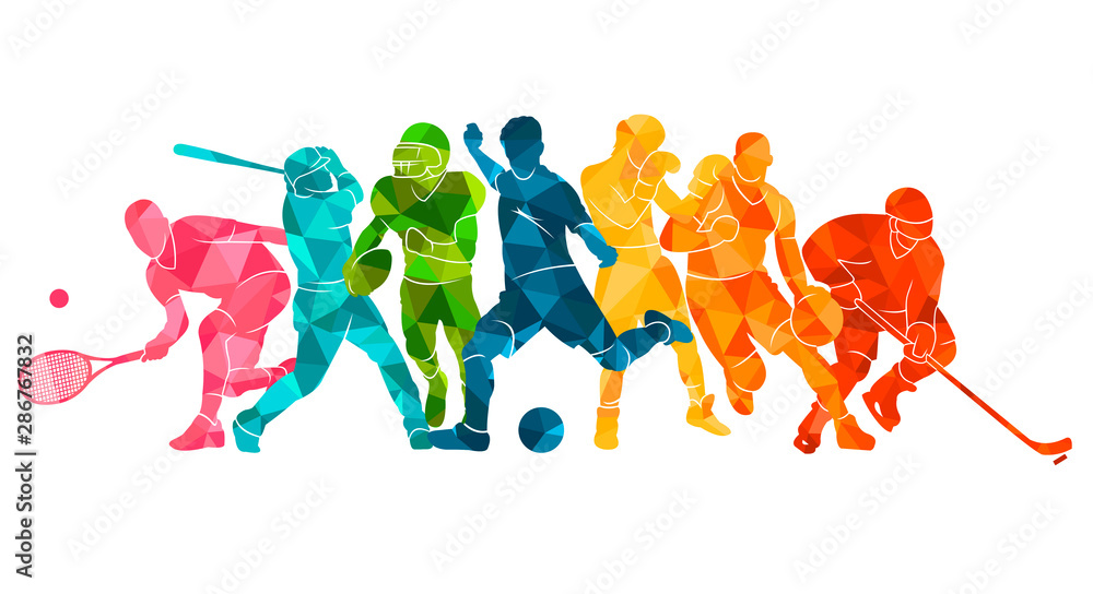 Color sport background. Football, basketball, hockey, box, \nbaseball ...
