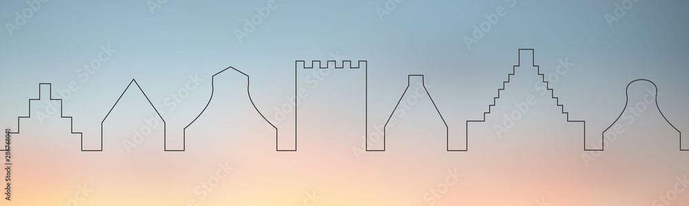Generic typical traditional old Flemish and Dutch city gables in line ...