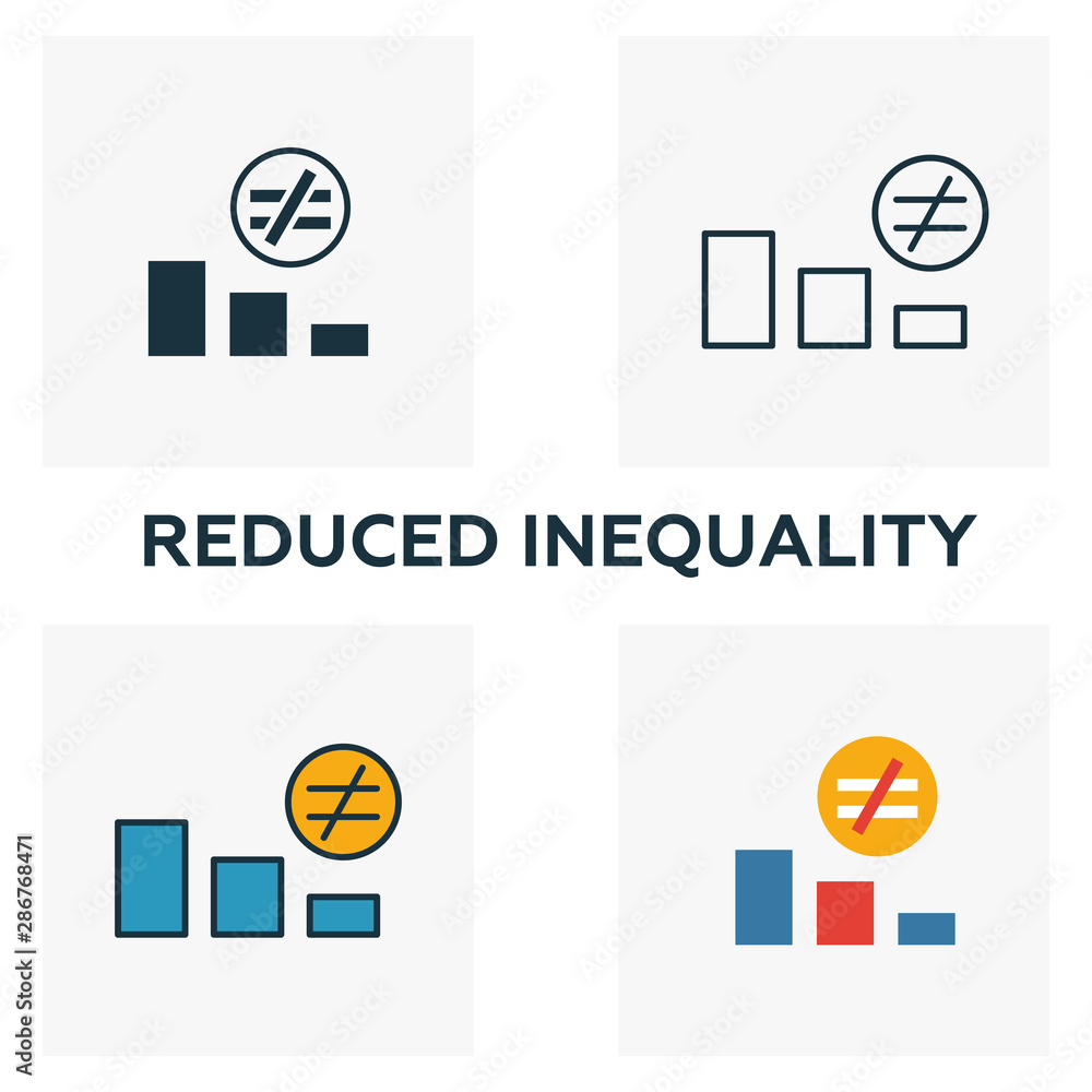 Reduced Inequality icon set. Four elements in diferent styles from ...