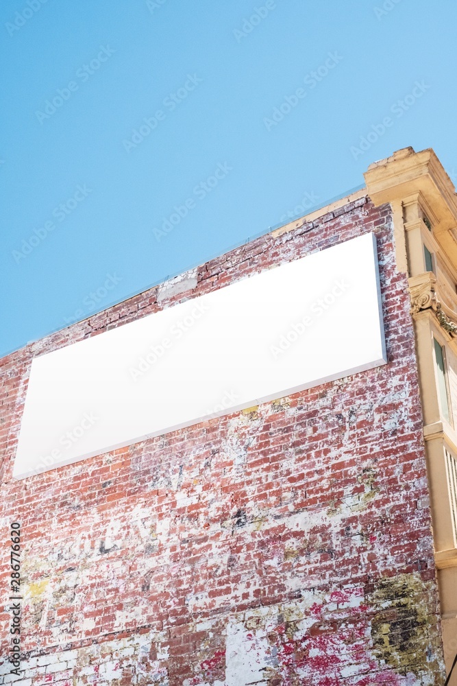 Wall with blank signage - empty banner ready for your artwork Stock ...
